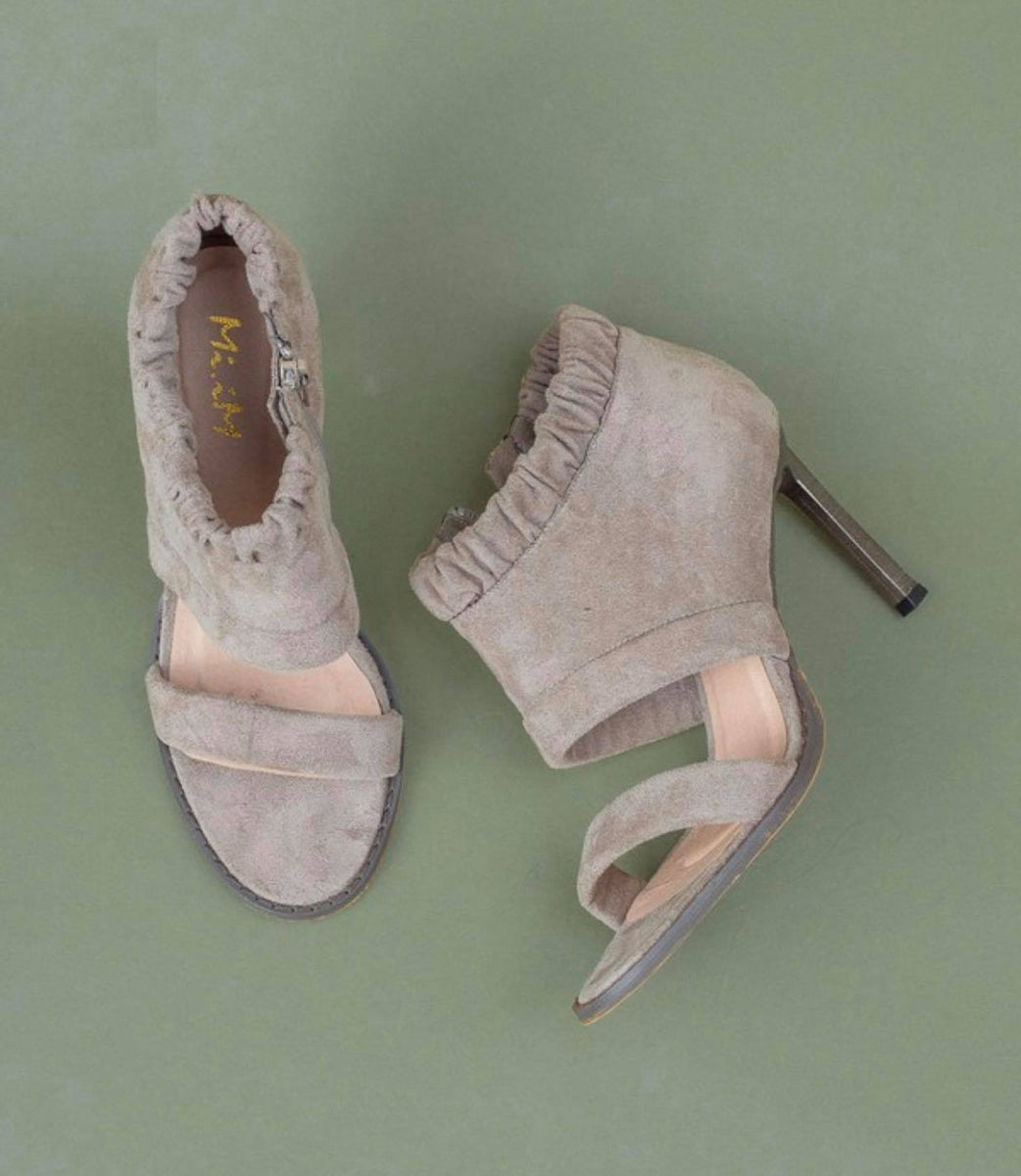 Grey Vegan Suede Open Toe Heels – Southern Fried Glam
